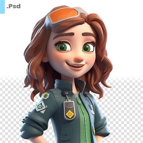 Renderização 3d de uma linda garota de desenho animado óculos de
