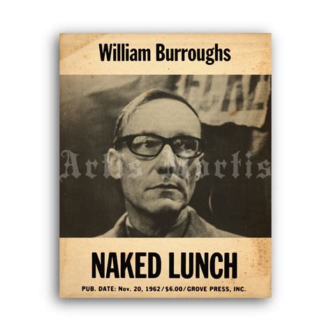 Printable William Burroughs Naked Lunch Novel 1962 Promo Poster