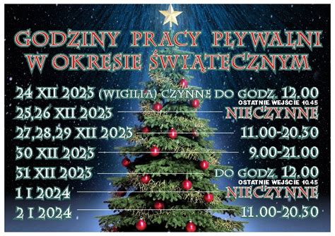 Godziny pracy pływalni w okresie świątecznym Miejski Ośrodek Sportu i