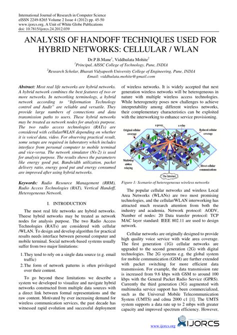 pdf analysis of handoff techniques used for hybrid networks cellular wlan
