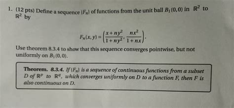 solved 1 12 pts define a sequence {fn} of functions from