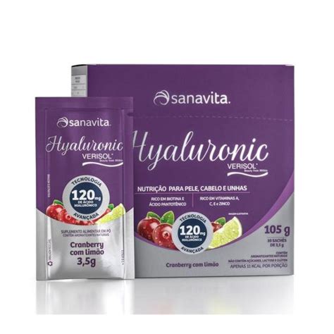 Hyaluronic Ácido Hialurônico Colágeno Verisol 30 Sachês Sanavita
