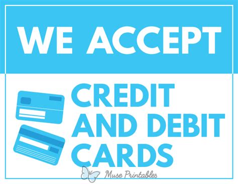 Printable We Accept Credit And Debit Cards Sign