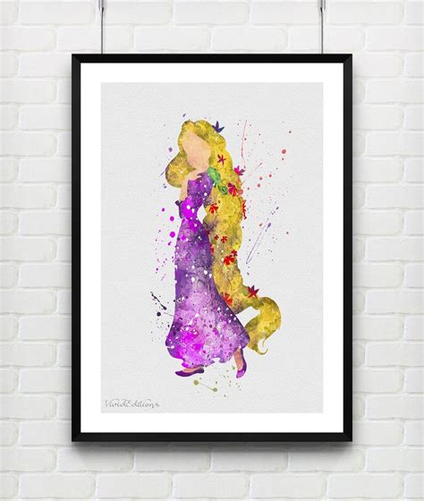 Tangled Rapunzel 3 Watercolor Art Print Watercolor Disney Disney