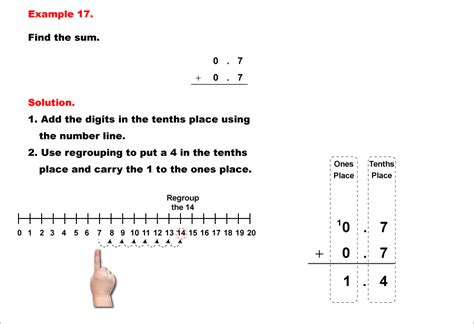 math example decimal concepts adding decimals to the tenths with regrouping example 17