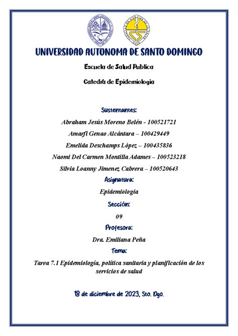 Grupo 1 Tarea 7 1 Epidemiología política sanitaria y planificación de