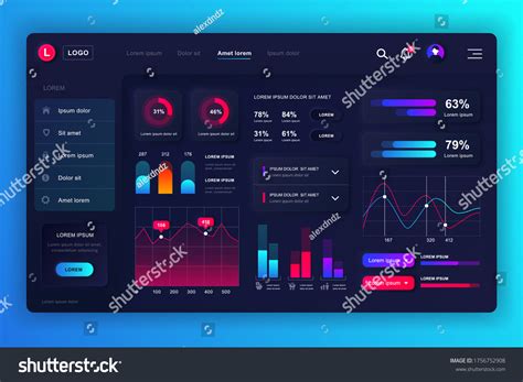 Neumorphic Dashboard Ui Kit Admin Panel Stock Vector Royalty Free