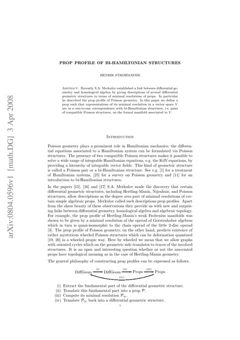 pdf prop profile of bi hamiltonian structures
