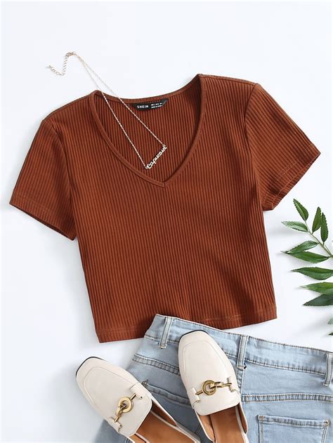 Solid Lettuce Trim Rib Knit Tee Artofit