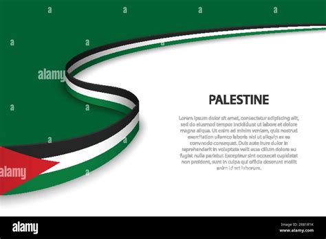 Wave Flag Of Palestine With Copyspace Background Banner Or Ribbon