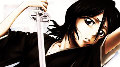 Wallpaper Illustration Anime Girls Short Hair Black Hair Katana Bleach Kuchiki Rukia
