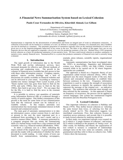 an automatic text summarization using lexical cohesio