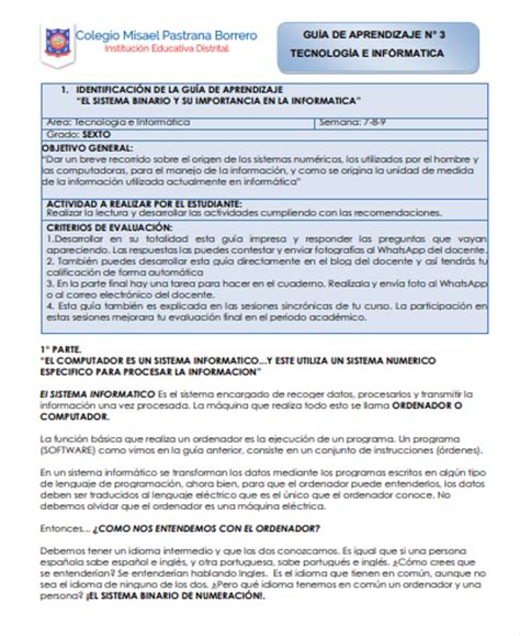 MISAEL PASTRANA BORRERO DOCENTE GLORIA MORENO GUÍA 3 TECNOLOGÍA E