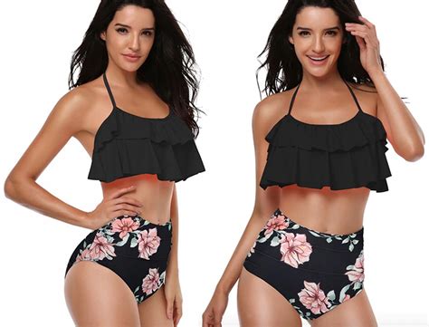 Str J K Pielowy Push Up Bikini Wysoki Stan Boho L