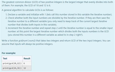 solved the greatest common divisor gcd of two positive