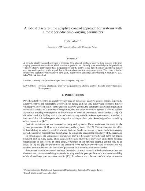 pdf a robust discrete time adaptive control approach for systems with almost periodic time