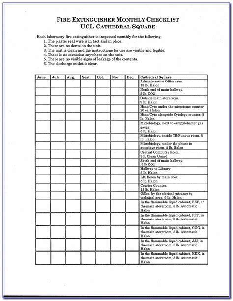 Monthly Fire Extinguisher Inspection Form Excel Prosecution2012