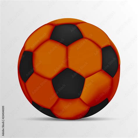 3d Soccer Ball Orange Color On White Background Realistic Football