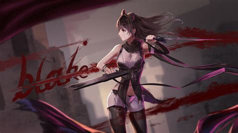 Fondos De Pantalla Pelo Largo Anime Chicas Anime Arma Pantys Cabello Negro Blake