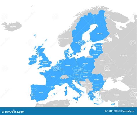 Mapa Azul Do Vetor Da União Europeia Ilustração do Vetor Ilustração