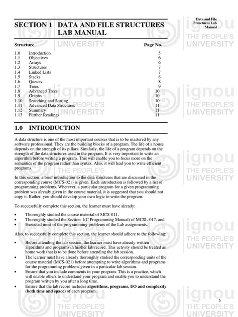 data structures and algorithms lab manual an introduction to common data structures and