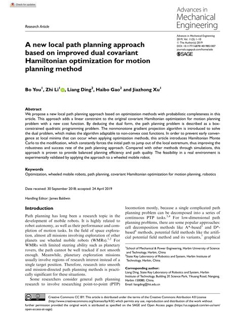 pdf a new local path planning approach based on improved dual covariant hamiltonian