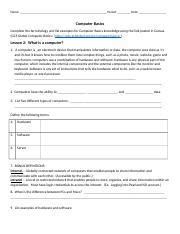 Gcf Computer Basics Terminology Docx Name Period Date Computer