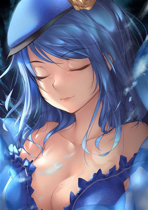 Wallpaper Illustration Closed Eyes Anime Girls Blue Black Hair
