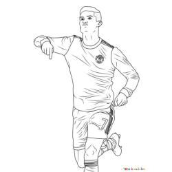 Coloriage de Cristiano Ronaldo au foot à imprimer avec Tête à modeler