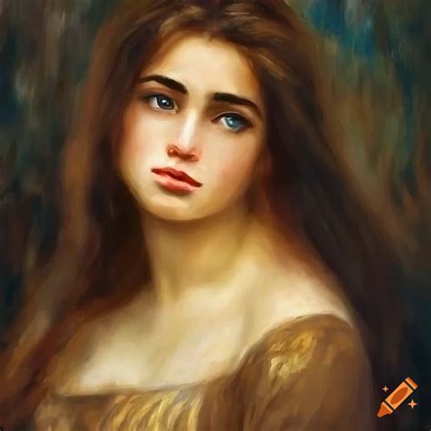 Portrait Of A Beautiful Arab Woman With Green Eyes And Brown Hair On