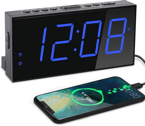 Réveil numérique grand écran LCD Thermomètre Smart Night Light