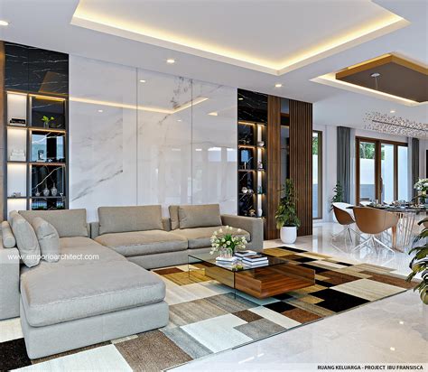 Desain Ruang Keluarga Rumah Modern 3 Lantai Ibu FRC Di Nusa Dua Bali