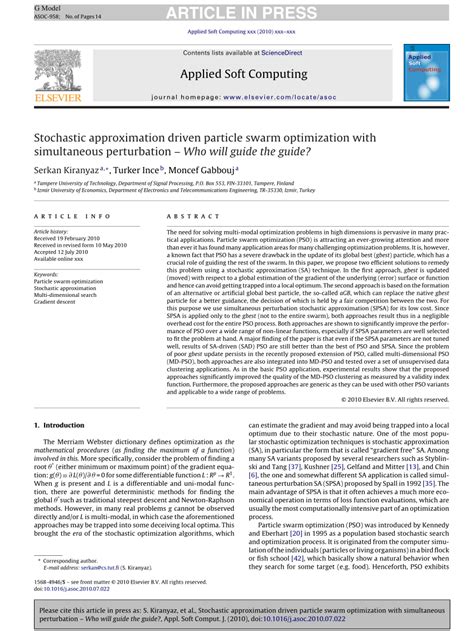 pdf stochastic approximation driven particle swarm optimization with simultaneous perturbation