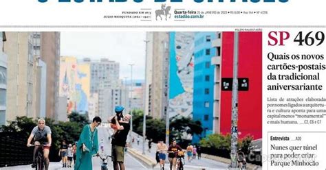 Capa Estadão Edição Quarta 25 de Janeiro de 2023