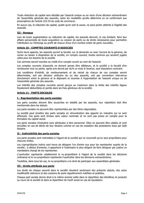 Mod Le De Statut Type D Eurl Doc Pdf Page Sur