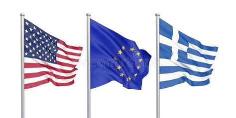 Tres Colorearon Banderas Sedosas En El Viento Los E E U U Los Estados