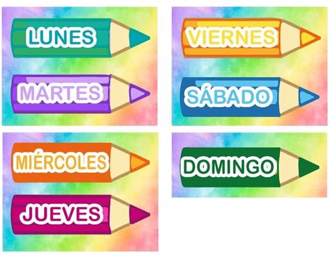 D As De La Semana Preescolar Carteles Para Clase Planificador