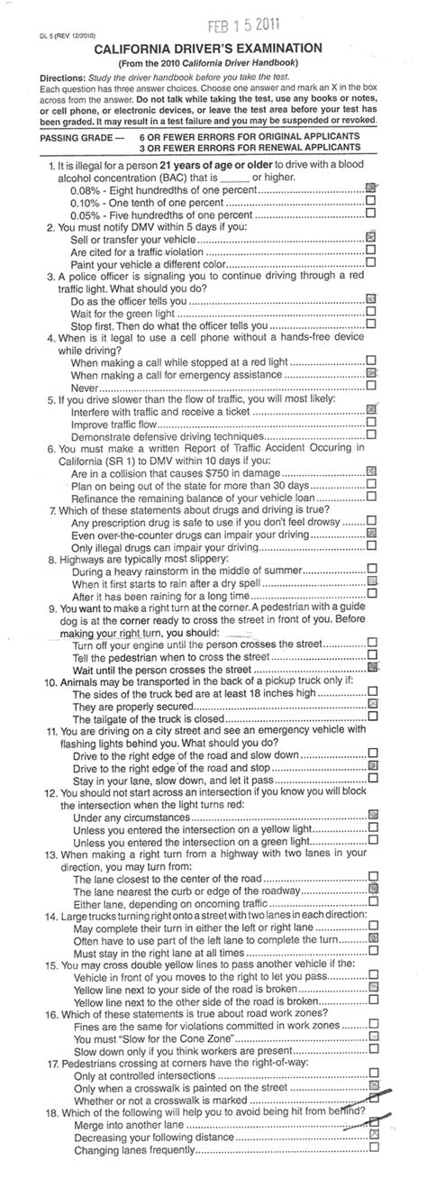 California Dmv Written Test Cheat Sheet Jameva