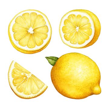 Watercolor Lemon Slice Clip Art Watercolor Hand Draw PNG Transparent