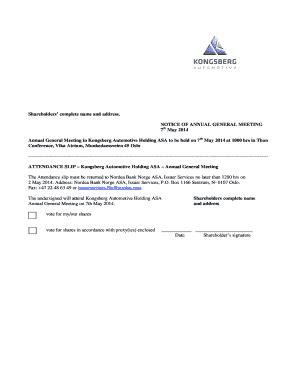 Fillable Online Shareholders Complete Name And Address NOTICE OF