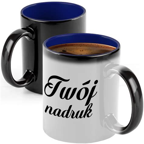 KUBEK MAGICZNY Z TWOIM NADRUKIEM GRANATOWE WNĘTRZE KUBEK MAGICZNY