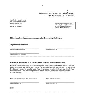Ausfüllbar Online Antrag auf nderung der Anschrift der Hausverwaltung