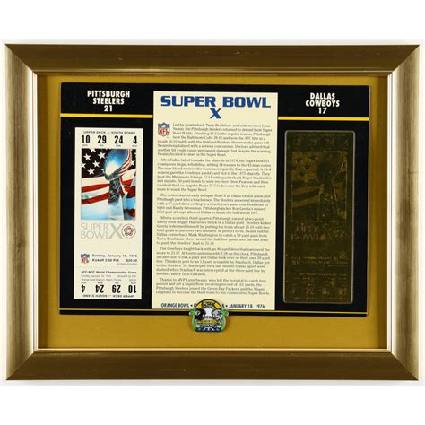 Super Bowl X Commemorative Score Card Custom Framed Display With 23kt
