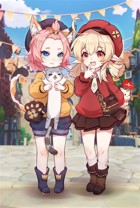 Anime Girls Genshin Impact Diona Genshin Impact Klee Genshin Impact