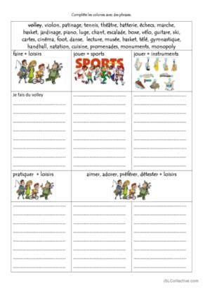 Loisirs Fran Ais Fle Fiches Pedagogiques Pdf Doc
