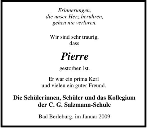 Traueranzeigen Von Pierre Unbekannt Trauer In NRW De