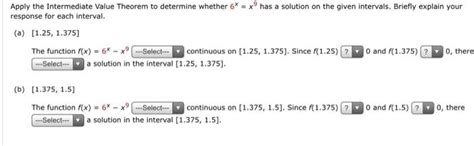 solved apply the intermediate value theorem to determine