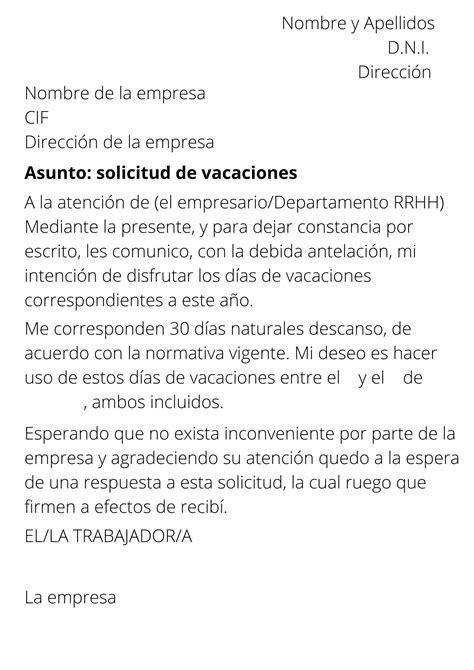 Ejemplo De Carta Solicitud Vacaciones Laborales Modelo De Informe