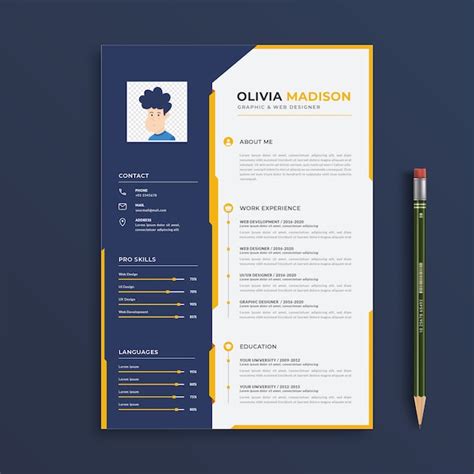 Plantilla de currículum vitae de diseñador gráfico y web Vector Gratis