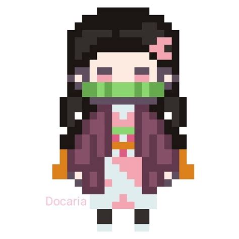 Nezuko Pixel Art Minecraft Pixel Art Pixel Art Pattern Images And